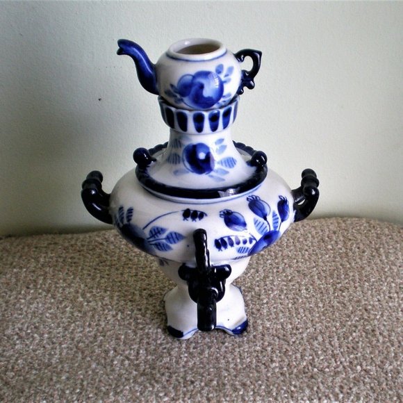 GZHEL | Accents | Vintage Russian Ussr Handmade Porcelain Gzhel Cobalt ...